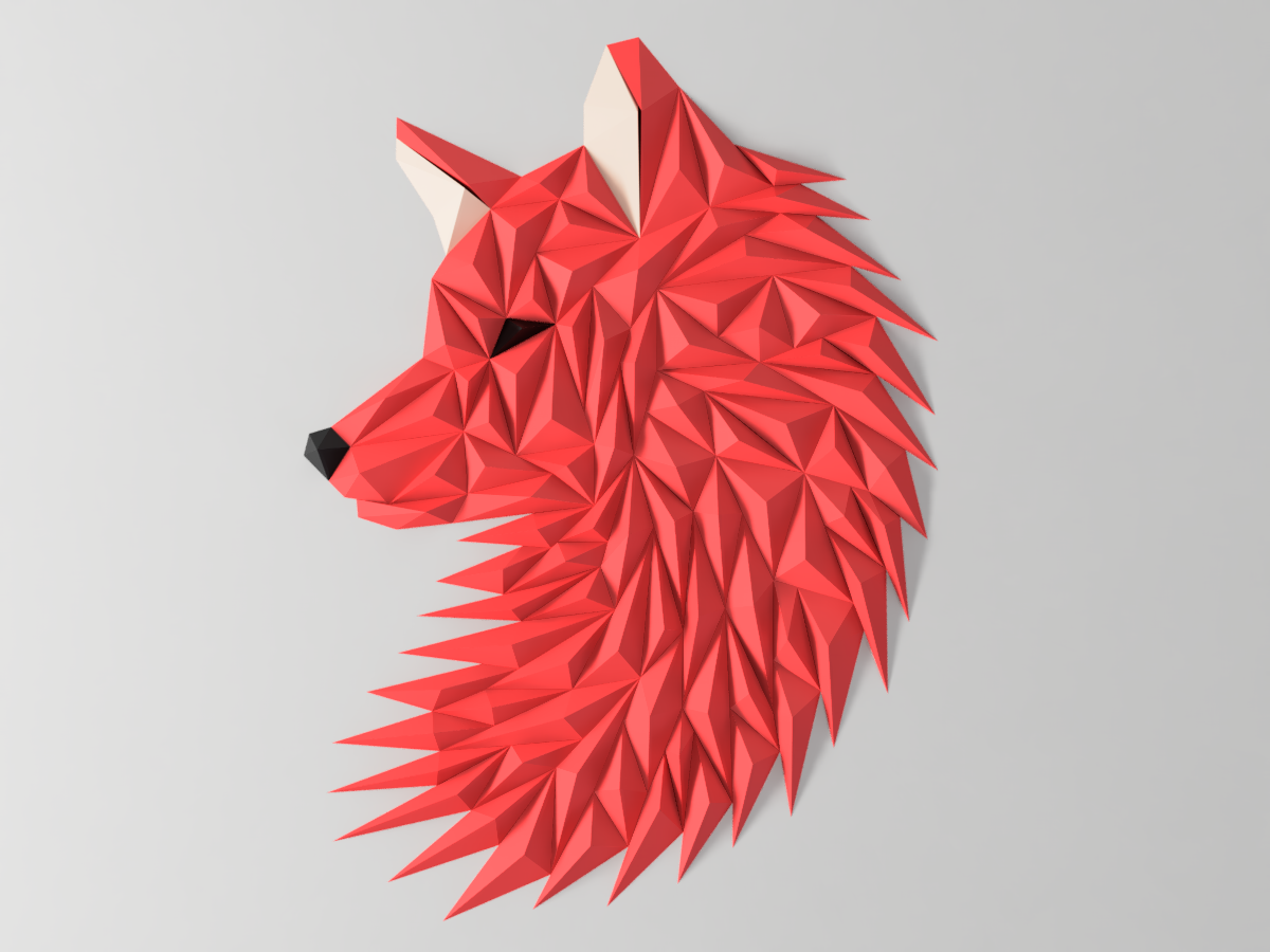 3D polygonal “Wolf / fox head” - 3D WallArt - 3D WallArt - dgemily